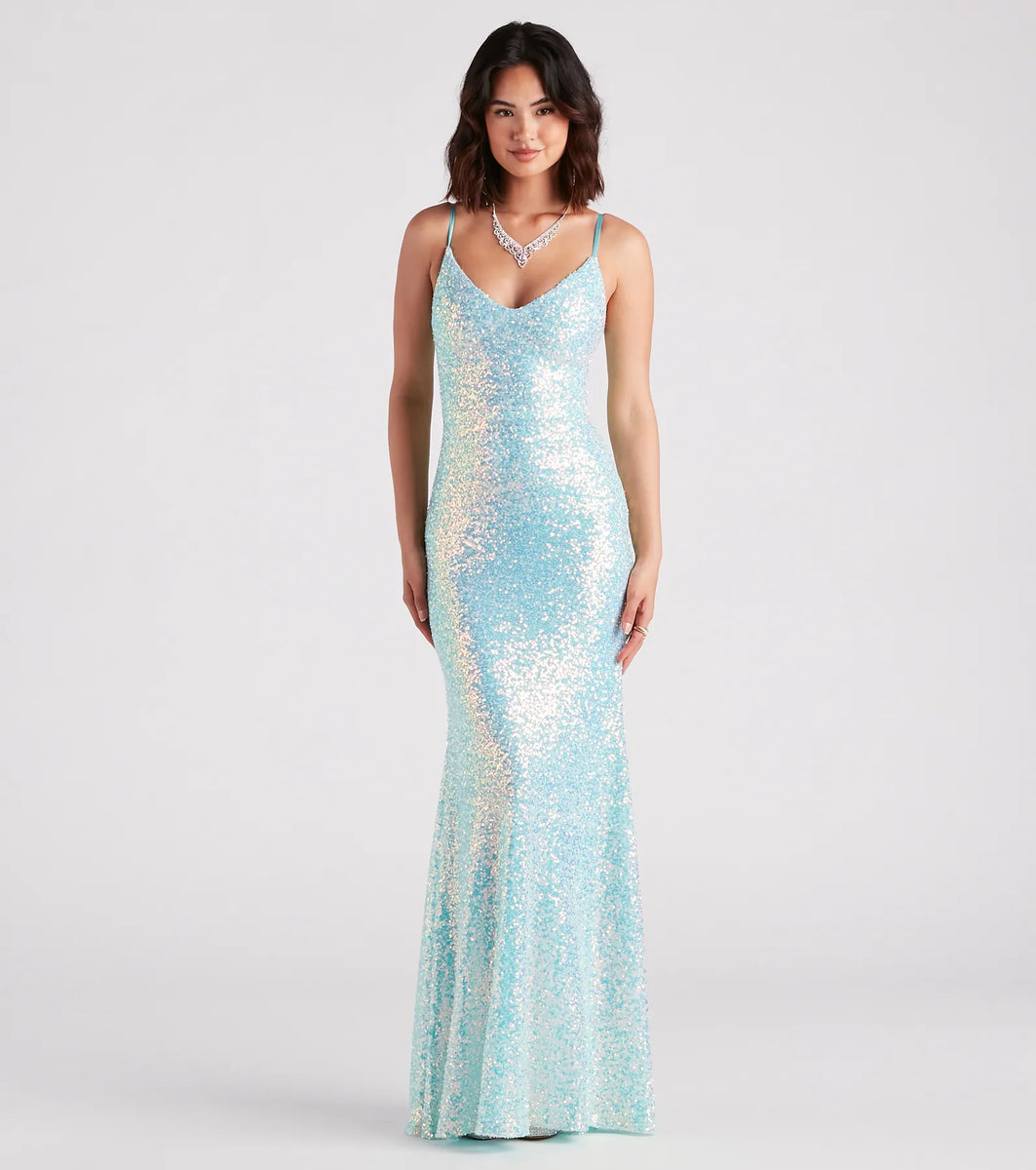Harmony Formal Iridescent Sequin Mermaid Dress & Windsor