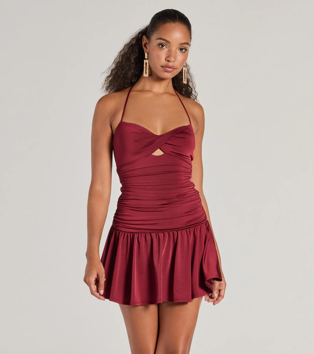 Flirty Flair Ruched Drop Waist Skater Dress & Windsor