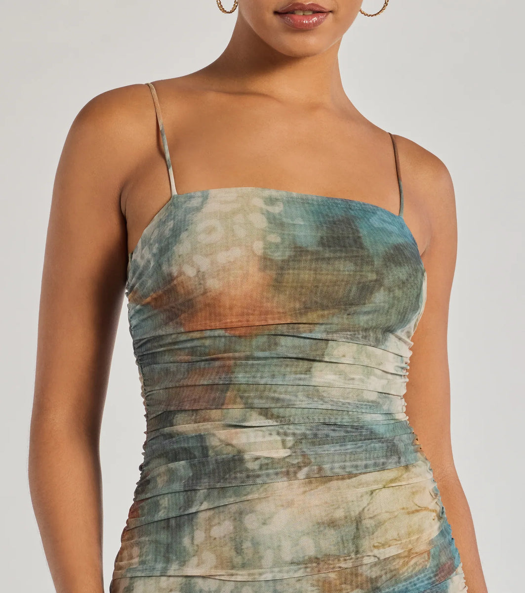 Muse Dream Abstract Print Ruched Midi Dress & Windsor