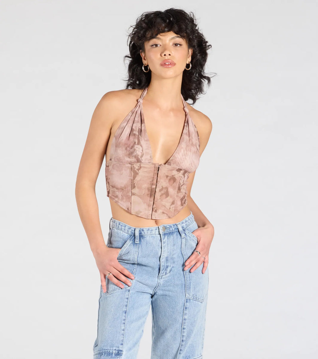 Flirt With Destiny Halter Corset Crop Top & Windsor