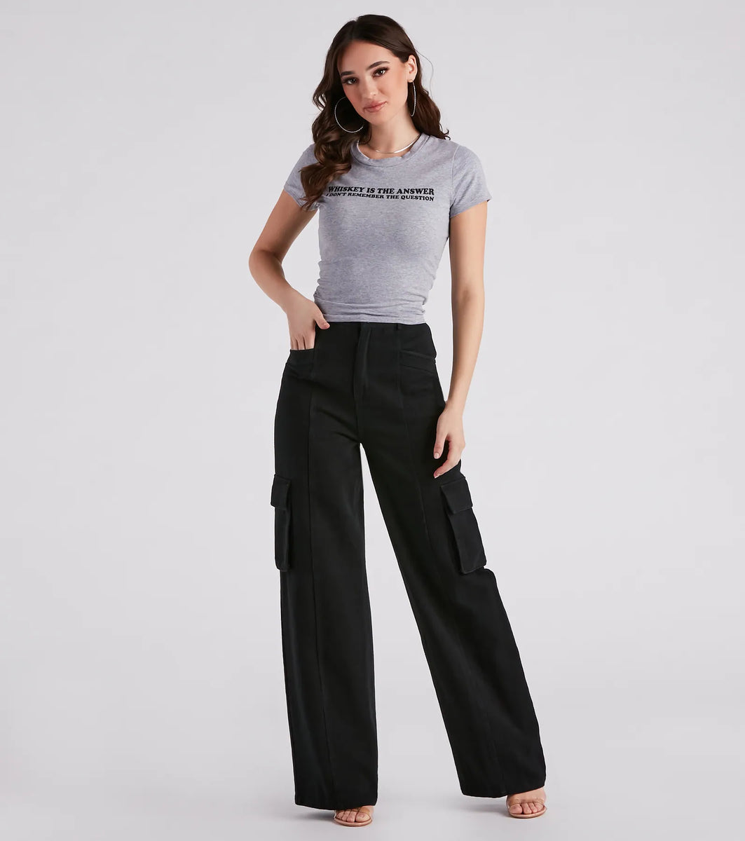 Whiskey Is The Answer Cropped Graphic Tee And Windsor