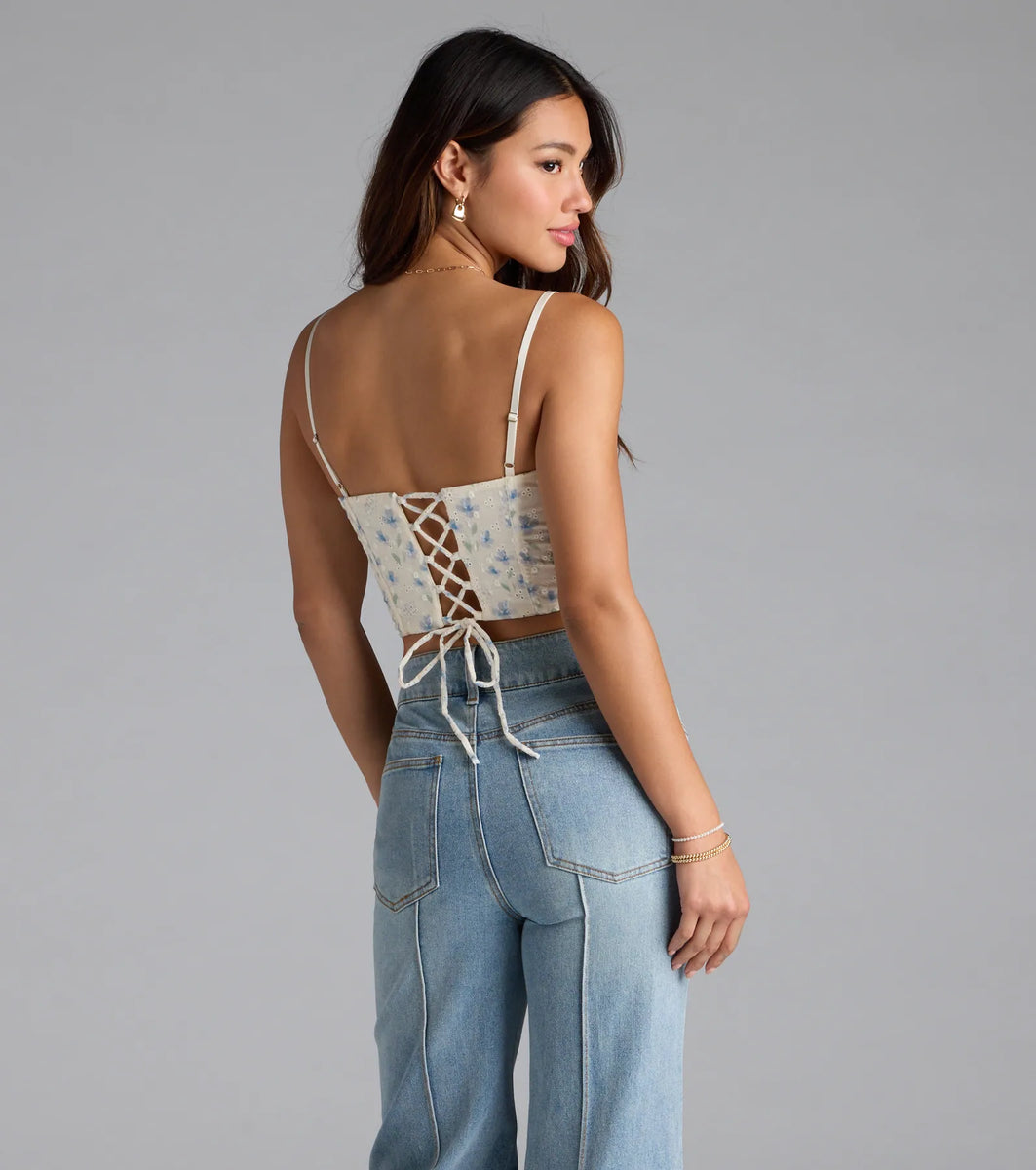 Picturesque Cutie Lace-Up Floral Bustier & Windsor