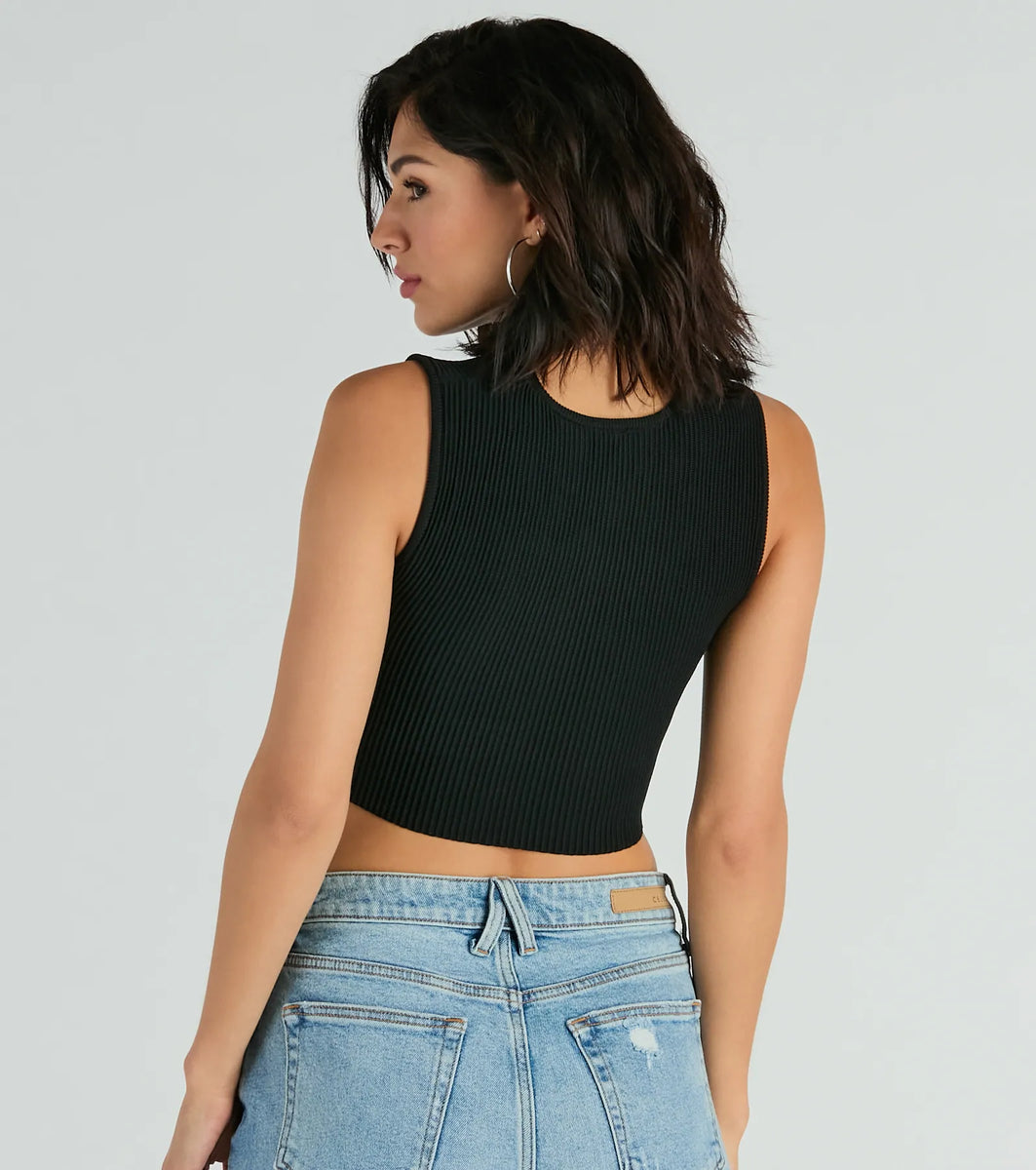 Basically The One Sleeveless Cutout Crop Top & Windsor