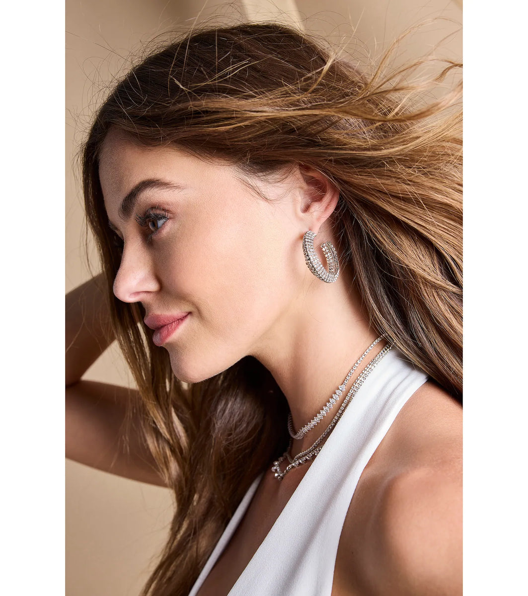 Glitzy Affair Rhinestone Chunky Hoop Earrings & Windsor