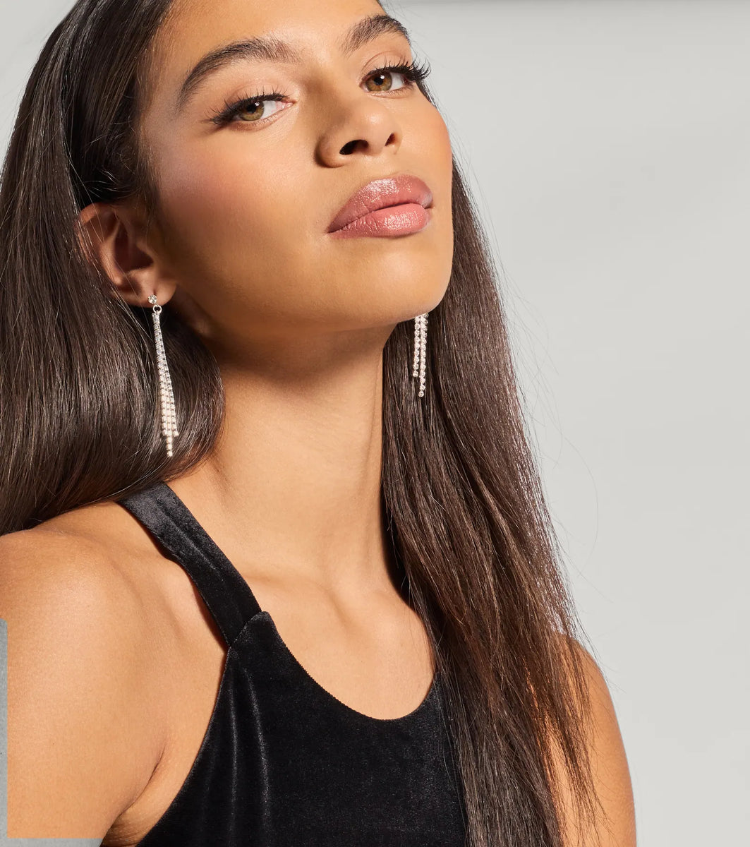 Endless Shine Rhinestone Fringe Earrings & Windsor