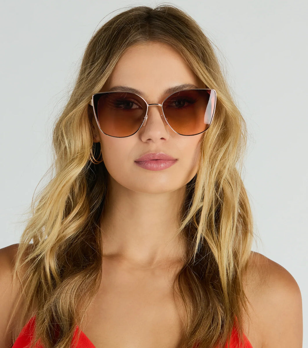 Sleek Icon Oversized Cat-Eye Sunglasses & Windsor