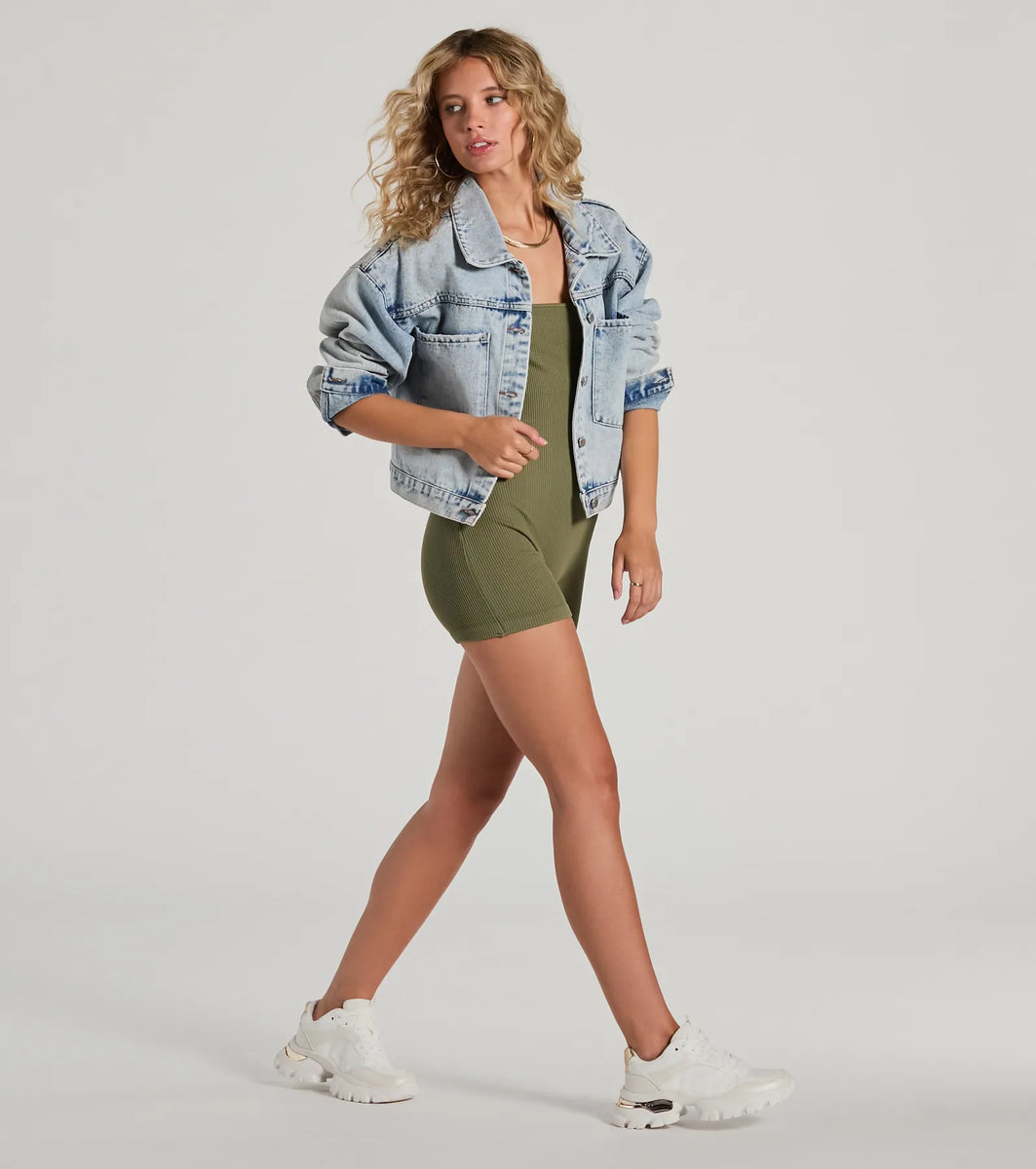 Lounge Moments Basic Short Sleeve Rib Knit Romper & Windsor