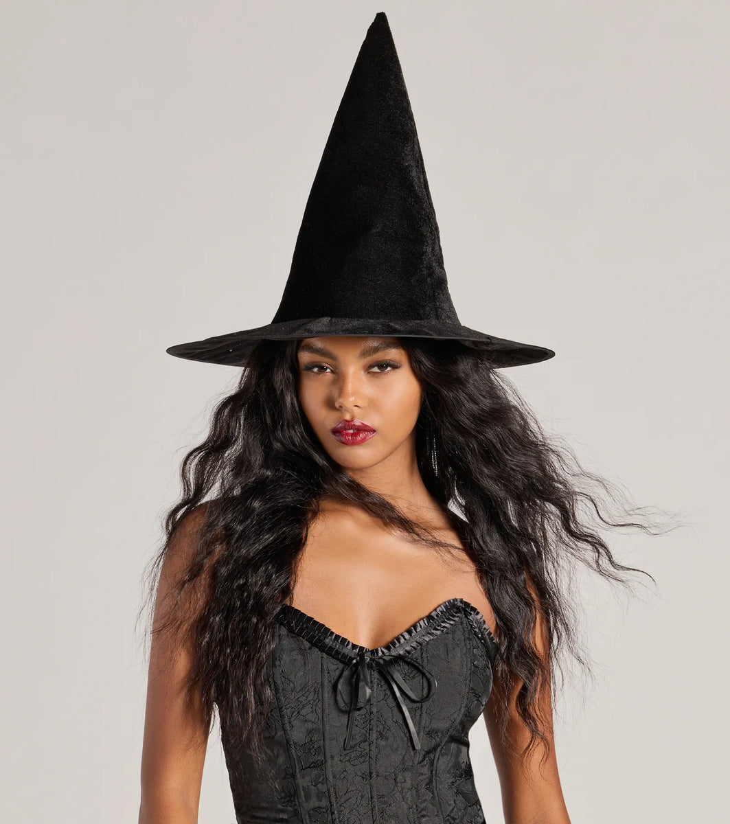 Bewitched Spellcaster Velvet Rhinestone Witch Hat & Windsor