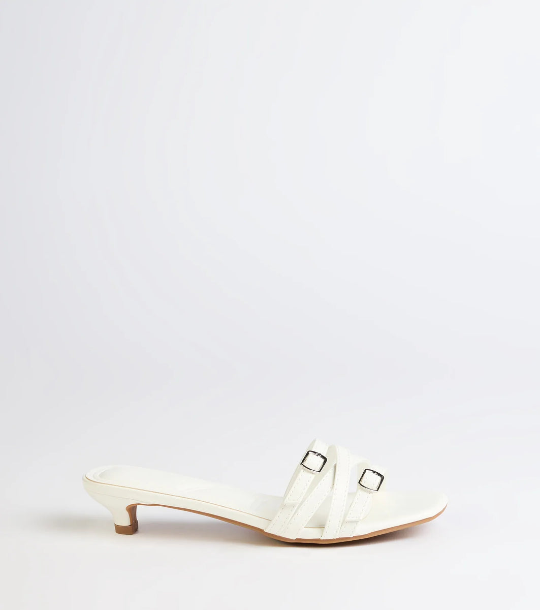 Trendy Steps Buckle Strap Kitten Heel Mules & Windsor