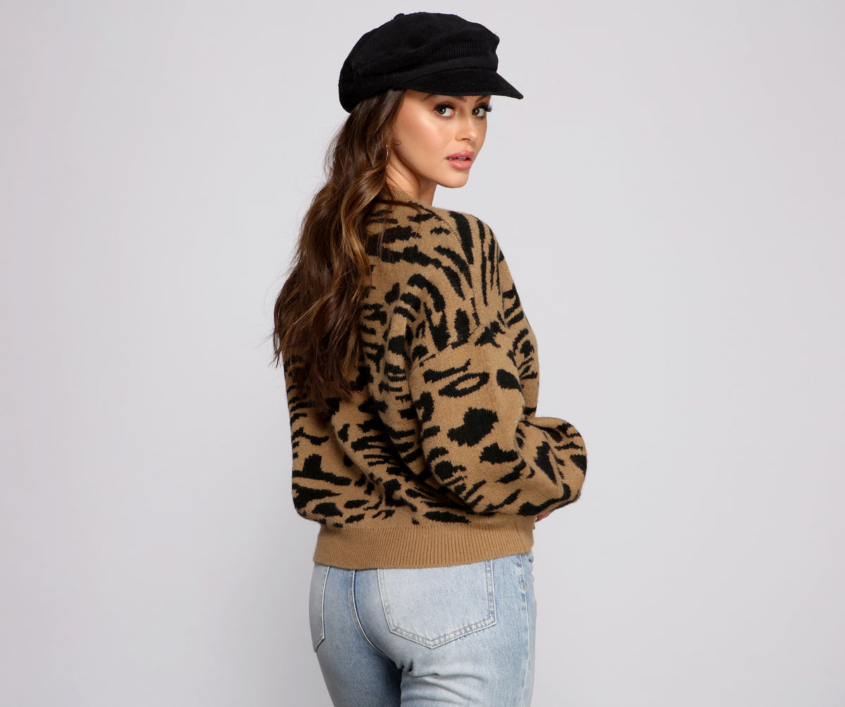 Leopard Print Crew Neck Sweater | Windsor Leopard Print Crew Neck Sweater | Windsor