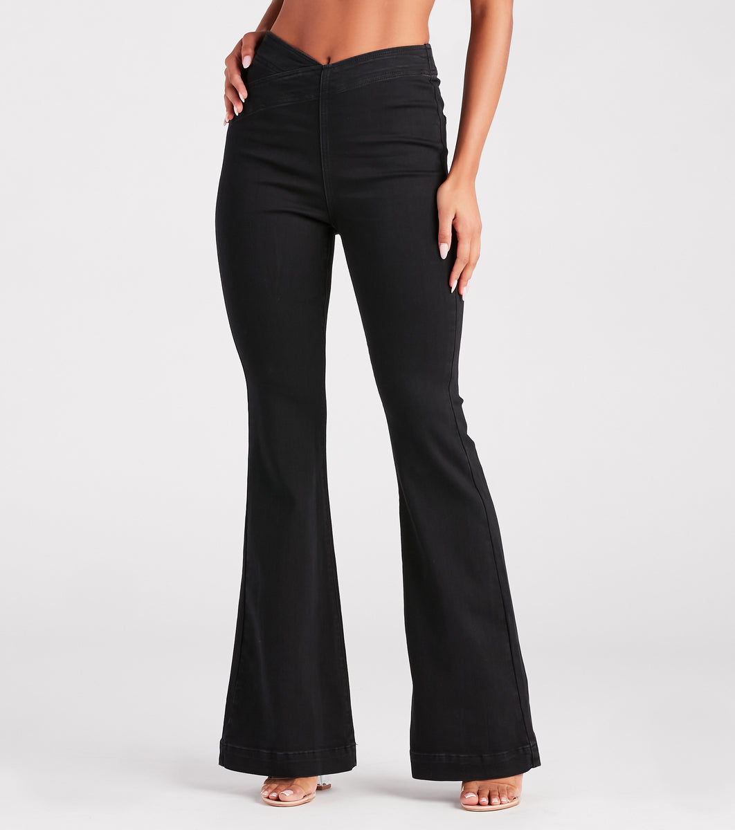 Snatched Style V-Cut Waist Flare Jeans & Windsor