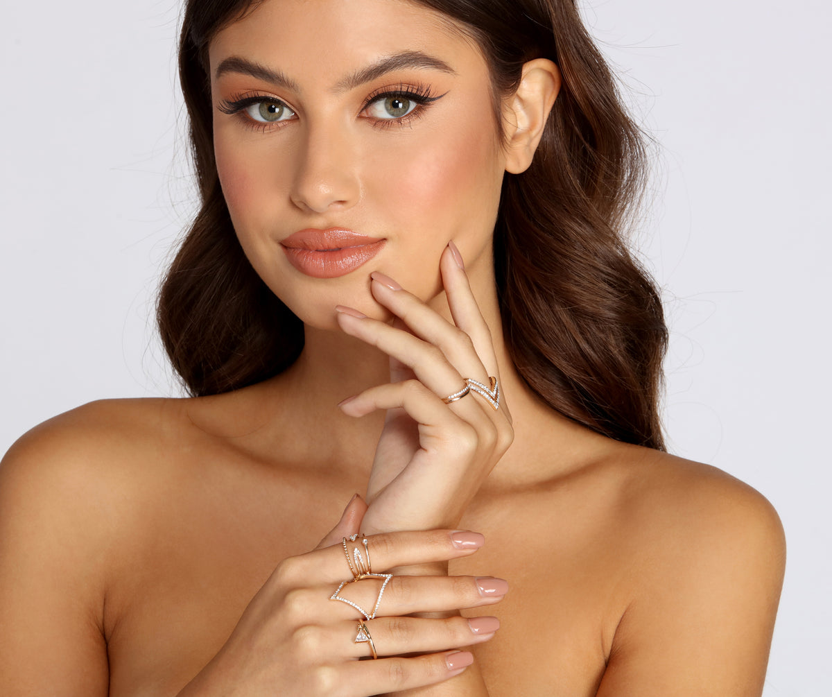 Triangular Rhinestone Ring Set & Windsor