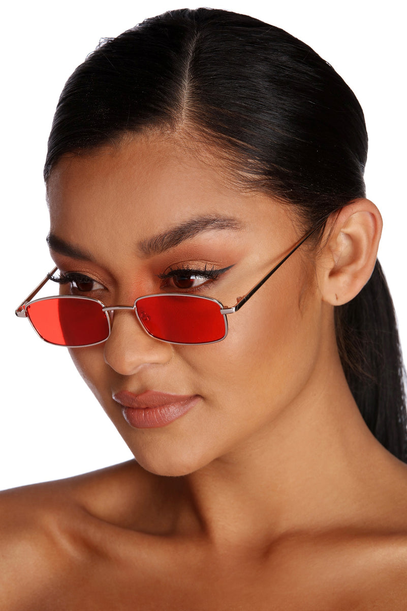 Mirrored Mini Rectangle Sunglasses & Windsor