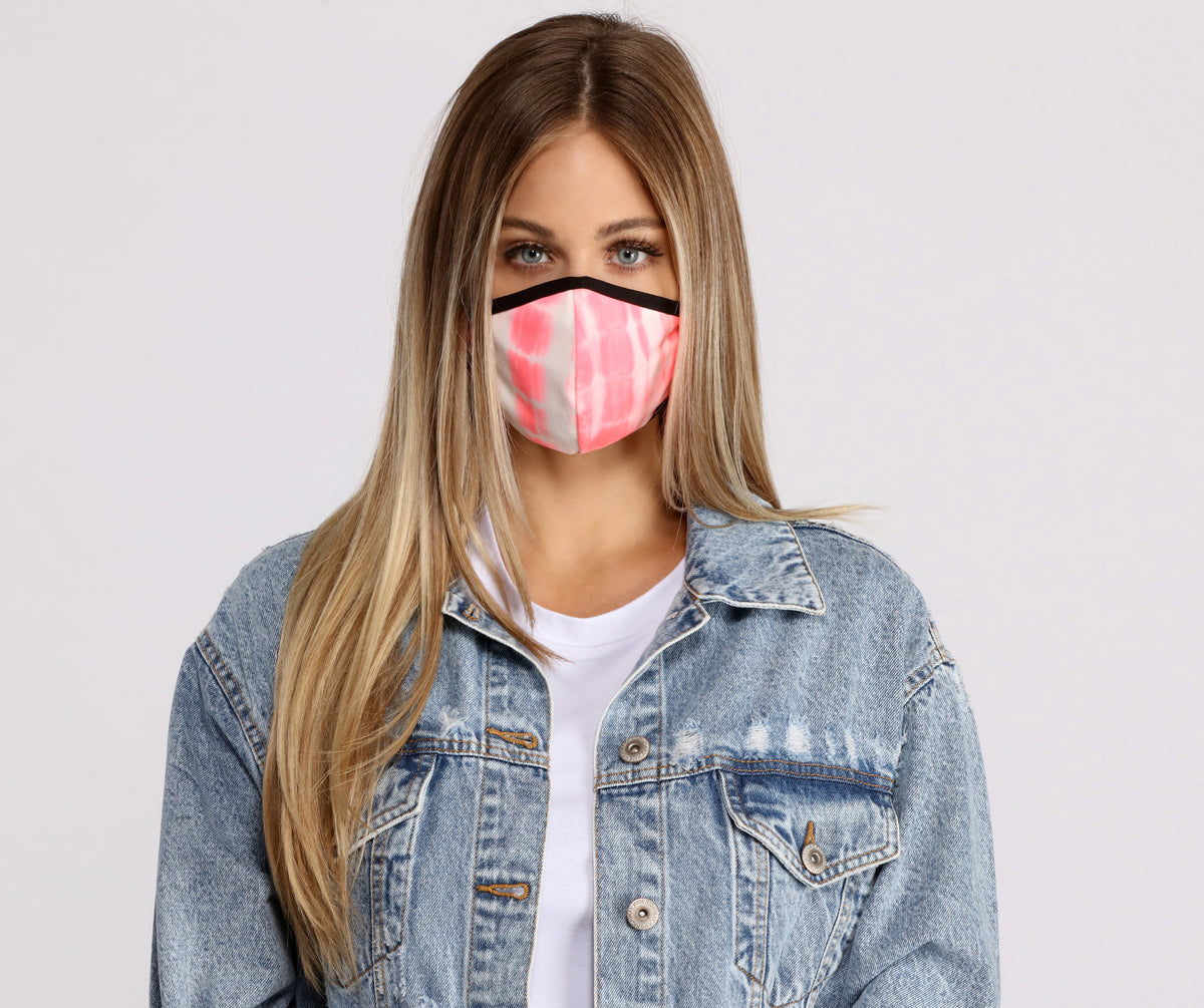 Neon Pink Tie Dye Face Mask & Windsor