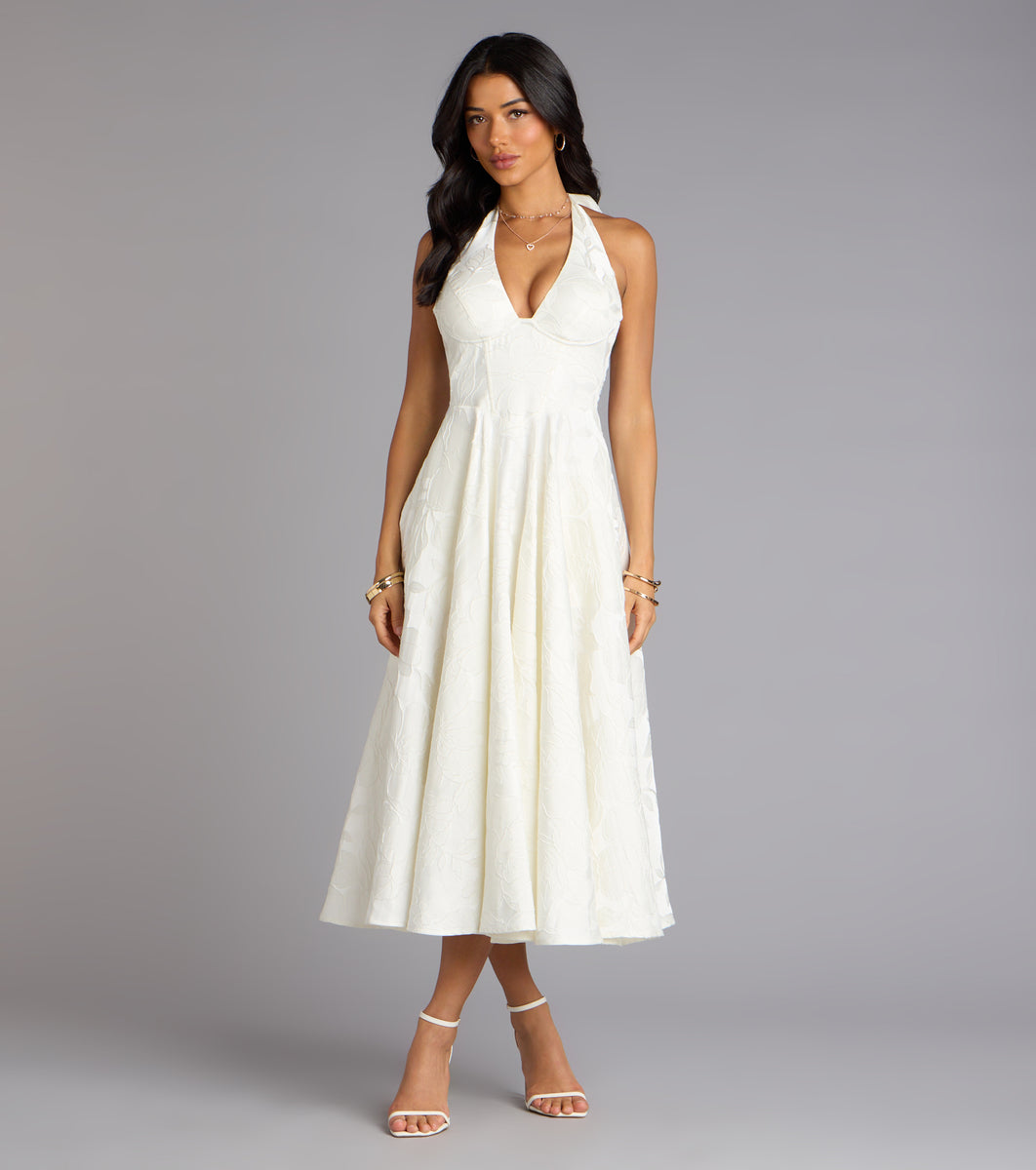 Ellen Lace-Up Halter A-Line Midi Formal Dress & Windsor