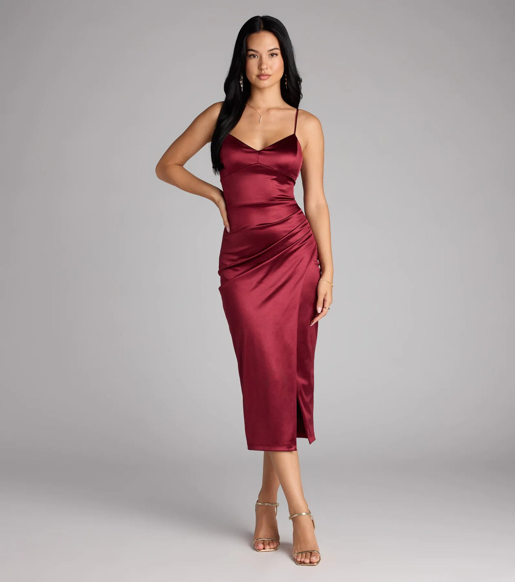 Tori Lace-Up Satin Midi Formal Dress & Windsor