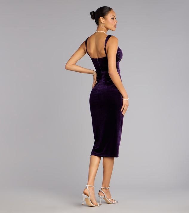 Julie Velvet Slit Midi Formal Dress & Windsor