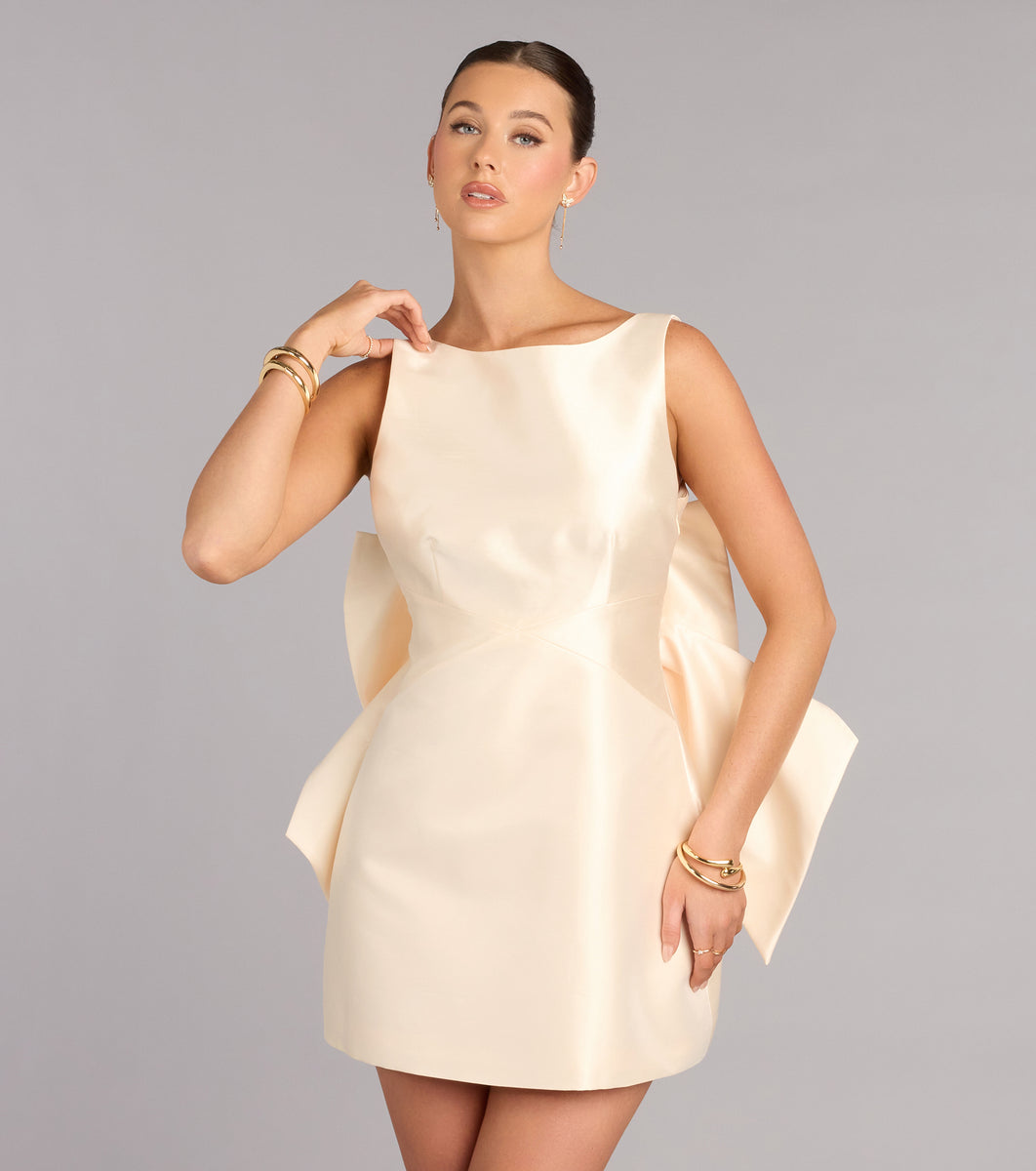Cece Satin Bow A-Line Mini Dress & Windsor