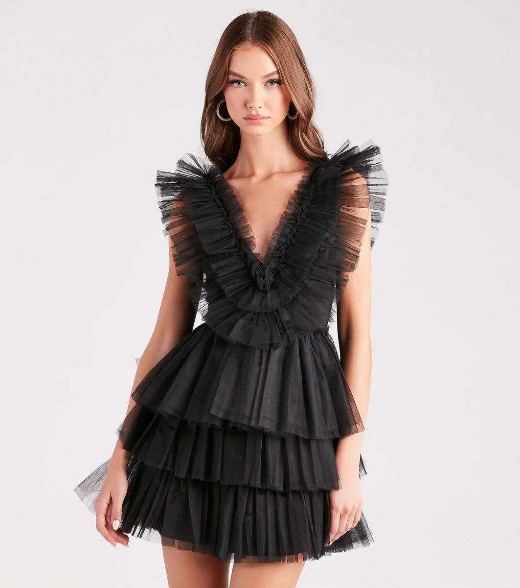 Devon Ruffled Tulle V-Neck Party Dress & Windsor