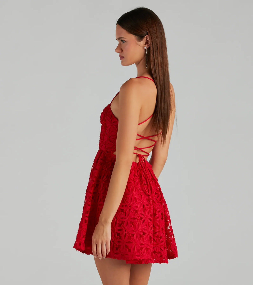 Kiana Flower Lace-Up A-Line Party Dress & Windsor