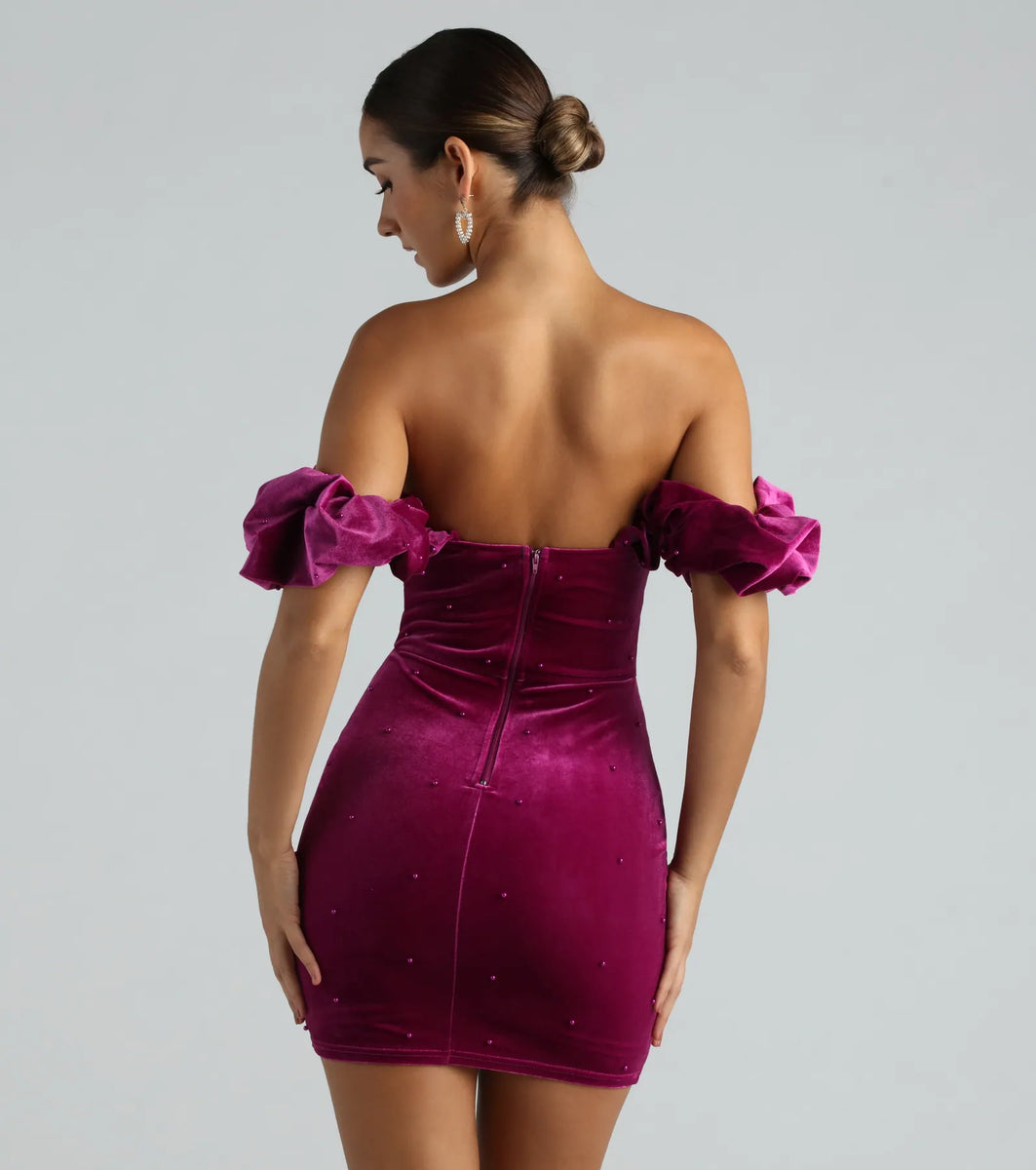 Rachael Velvet Faux Pearl Party Dress & Windsor