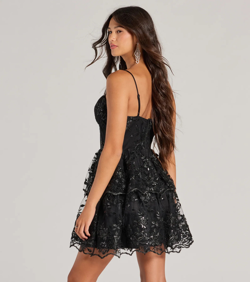 Andrea Corset Floral Embroidered A-Line Party Dress & Windsor