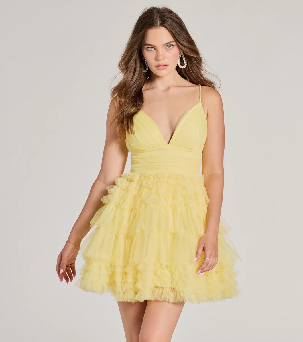Katalina V-Neck Ruffle A-Line Party Dress & Windsor