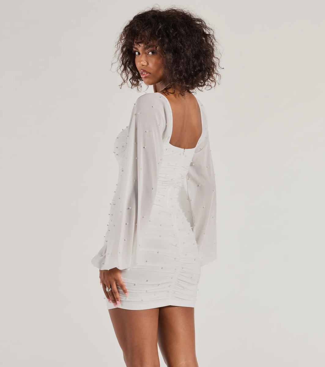 Whitley Pearl Mesh Long Sleeve Mini Dress & Windsor