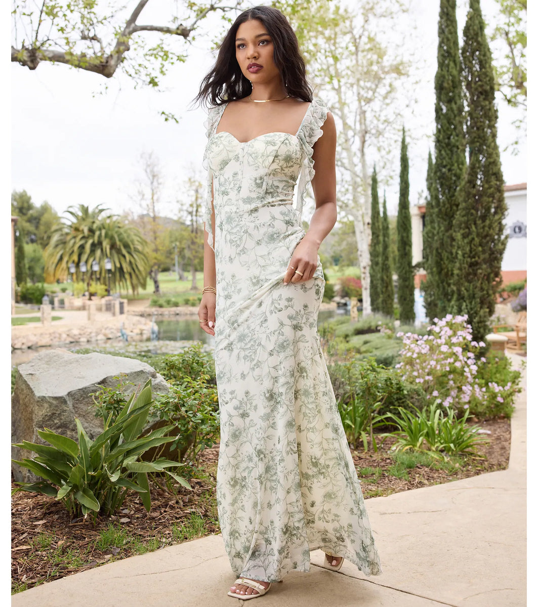 Melita Ruffle Mermaid Floral Mesh Formal Dress & Windsor