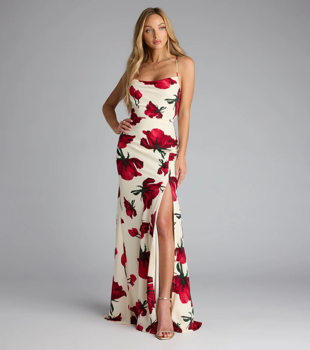 Rowyn Floral Lace-Up Mermaid Formal Dress & Windsor