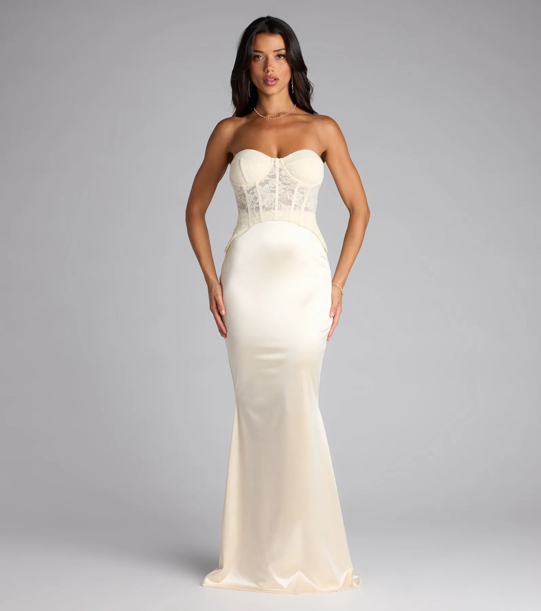 Ciara Lace Corset Satin Mermaid Formal Dress & Windsor