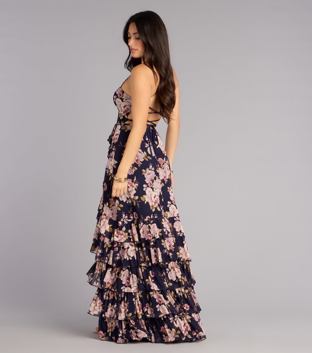 Brooke Floral A-Line Lace-Up Formal Dress & Windsor