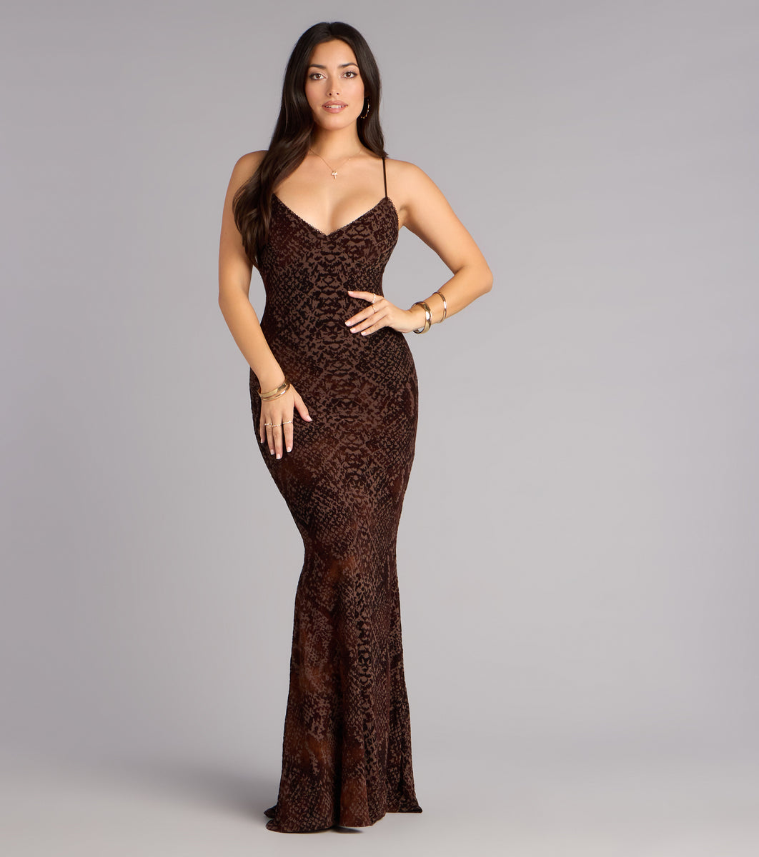 Arli Snake Velvet Burnout Mermaid Dress & Windsor