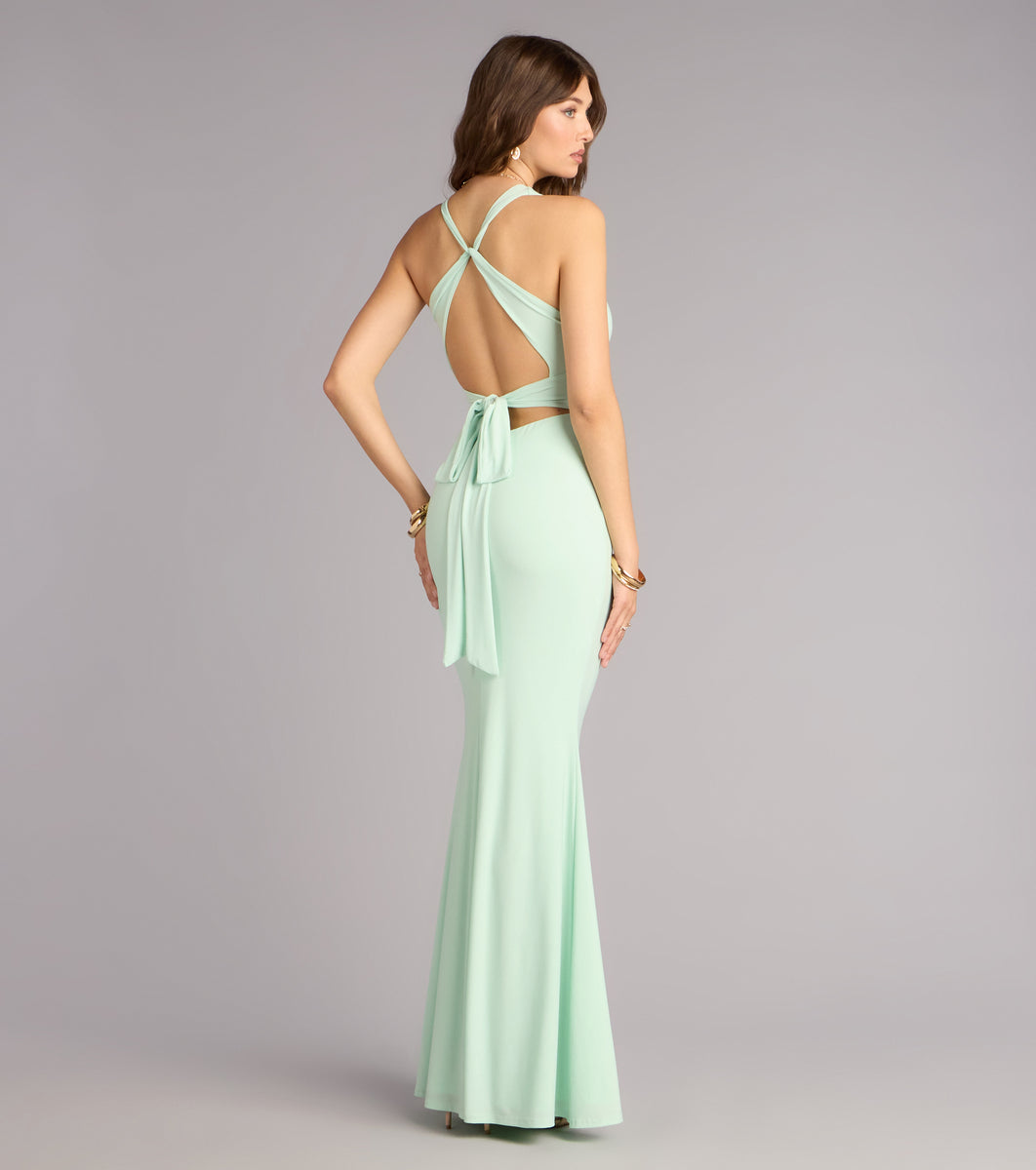 Lydia Halter Lace-Up Mermaid Formal Dress & Windsor