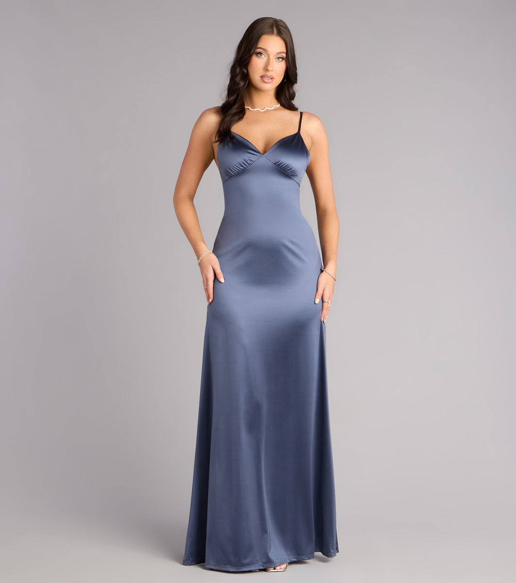 Casey Satin Low Back Mermaid Formal Dress & Windsor