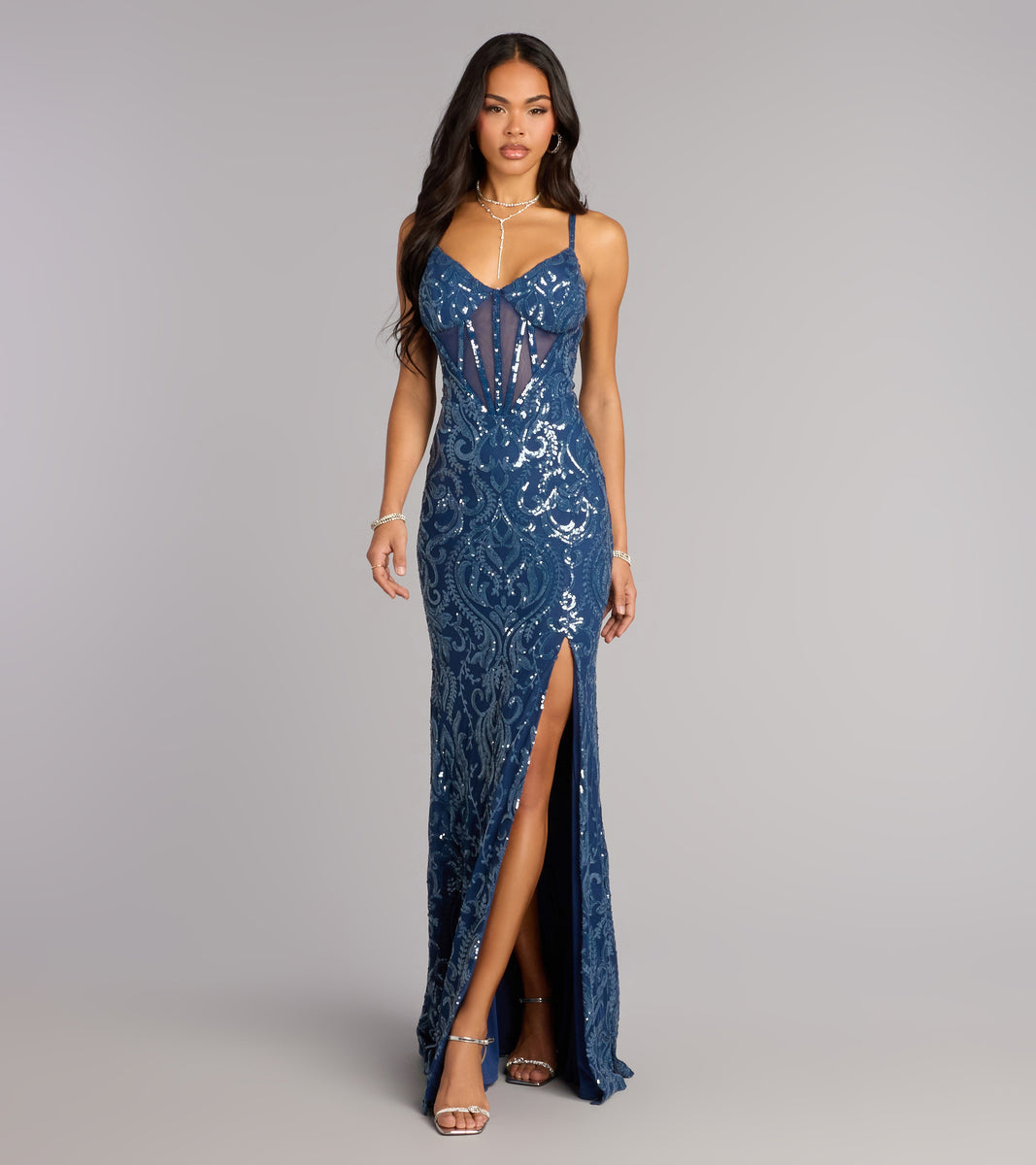 Shirley Sequin Corset Lace-Up Formal Dress & Windsor