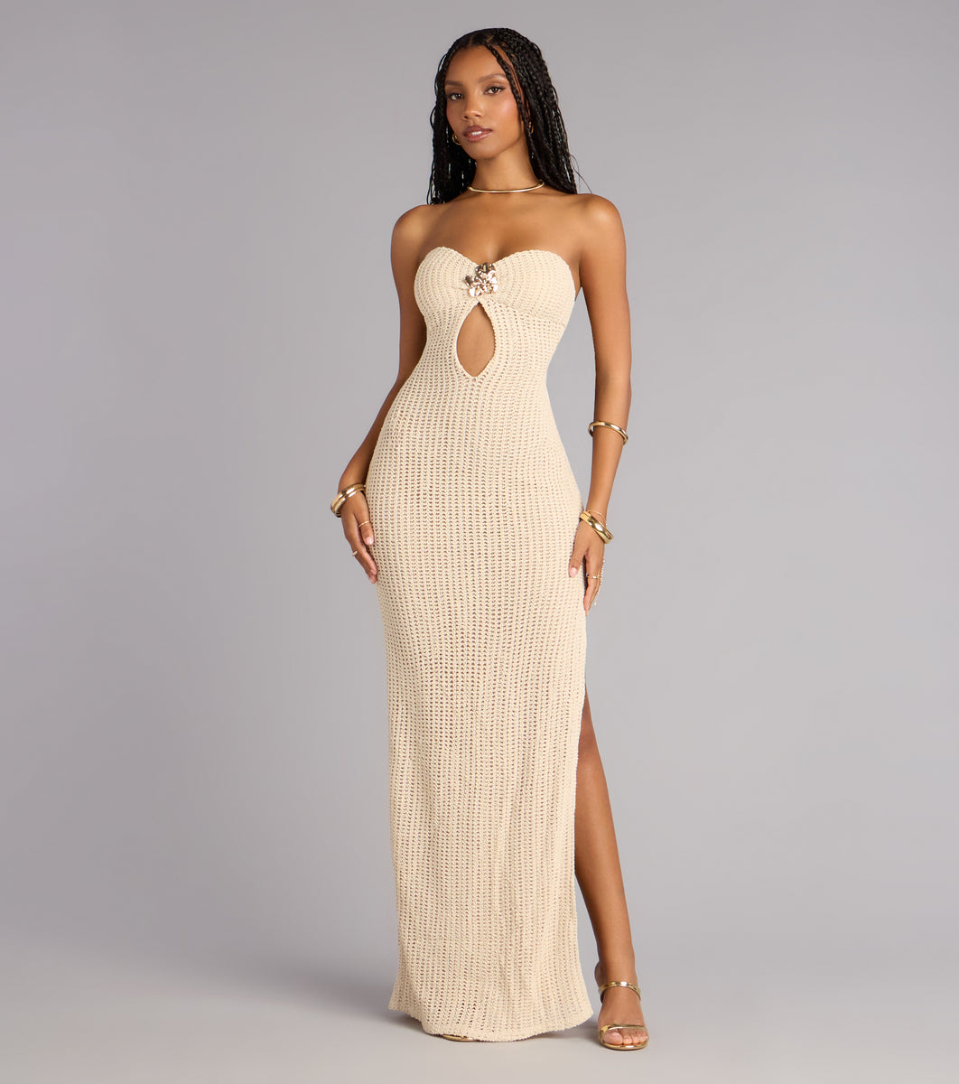 Catrina Crochet Slit Formal Dress & Windsor
