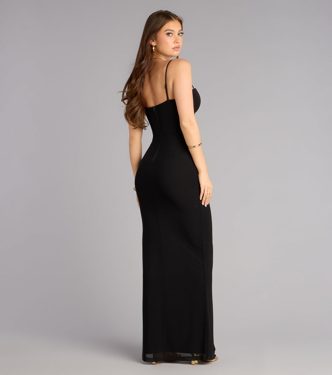 Wendy Mesh Corset Slit Formal Dress & Windsor