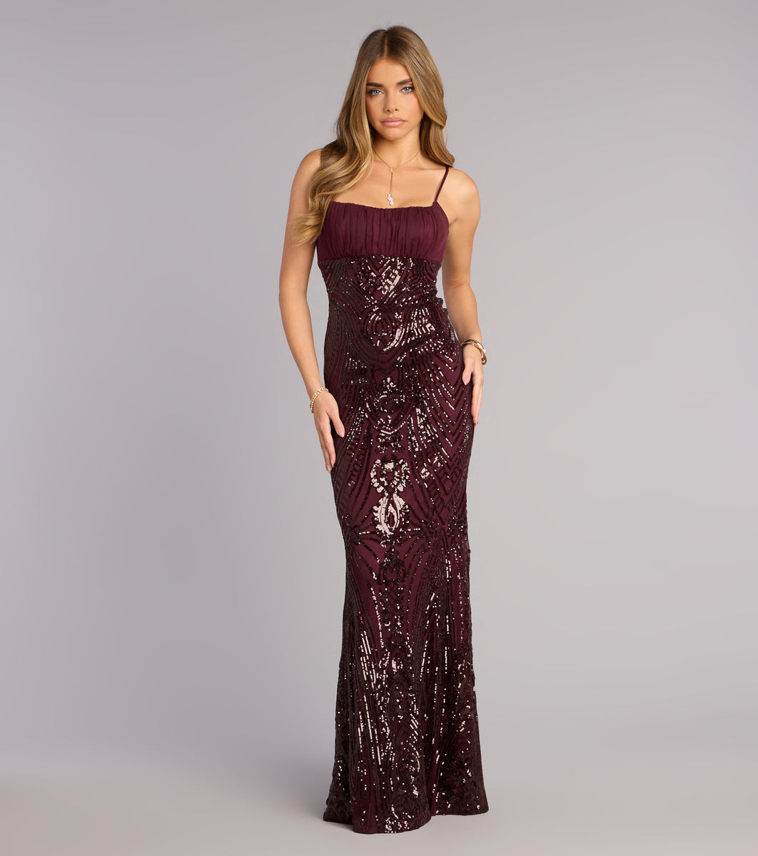 Indie Sequin Bow Column Formal Dress & Windsor