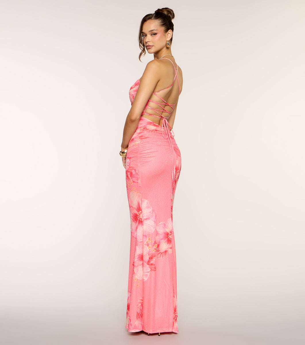 Kasey Floral Rhinestone Formal Dress & Windsor