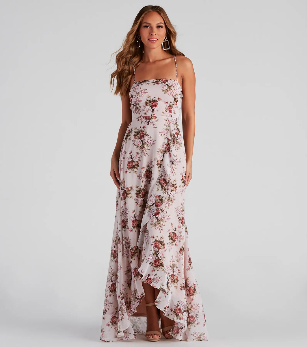 Rue Formal Floral Wrap Dress & Windsor