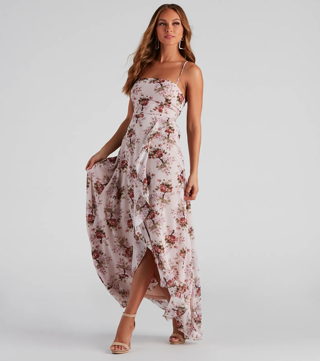 Rue Formal Floral Wrap Dress & Windsor