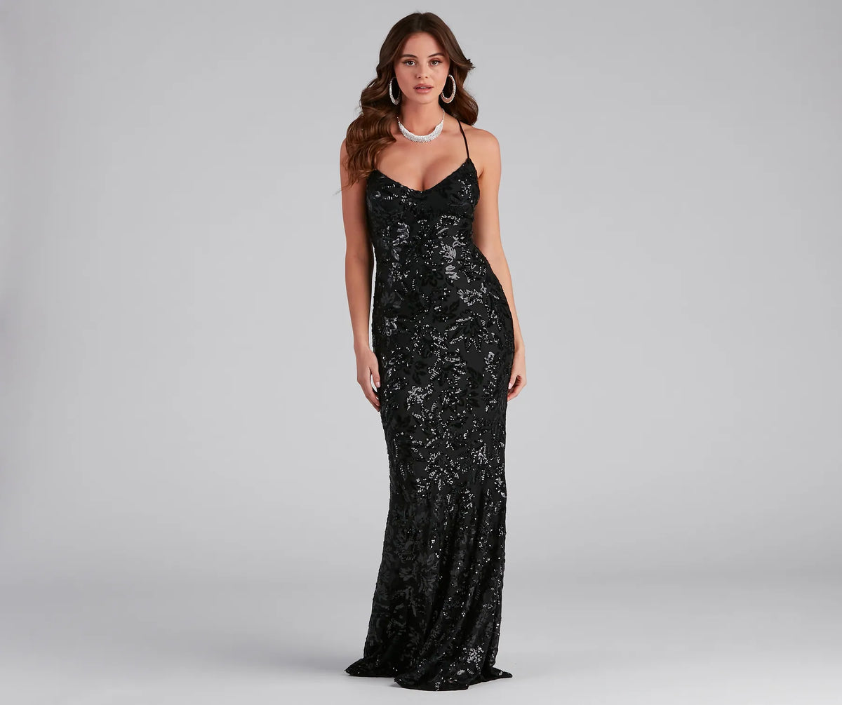 Marleigh Formal Sequin Scroll Dress & Windsor