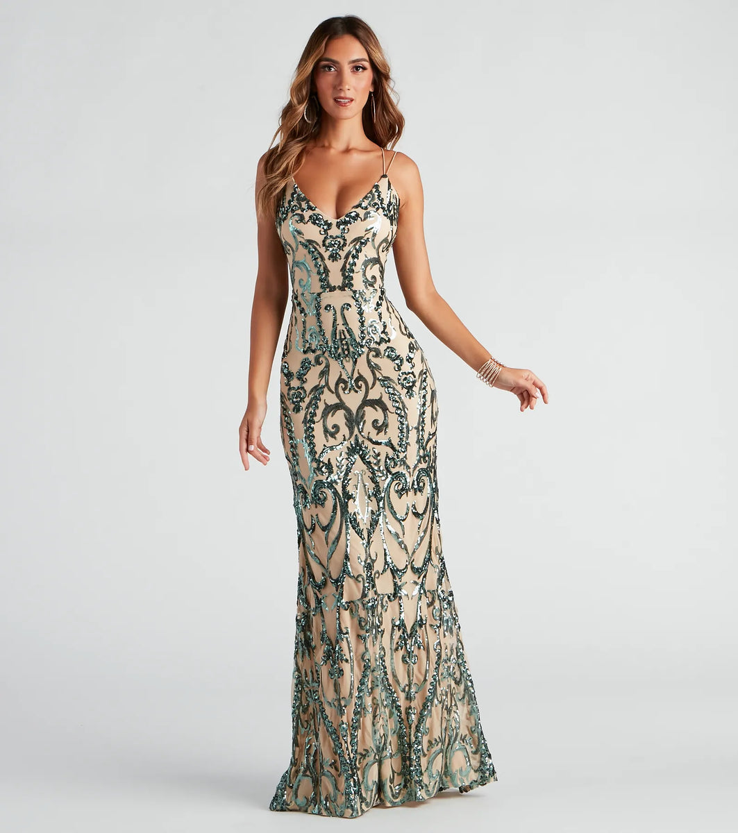 Natalie Sequin Scroll Formal Dress & Windsor