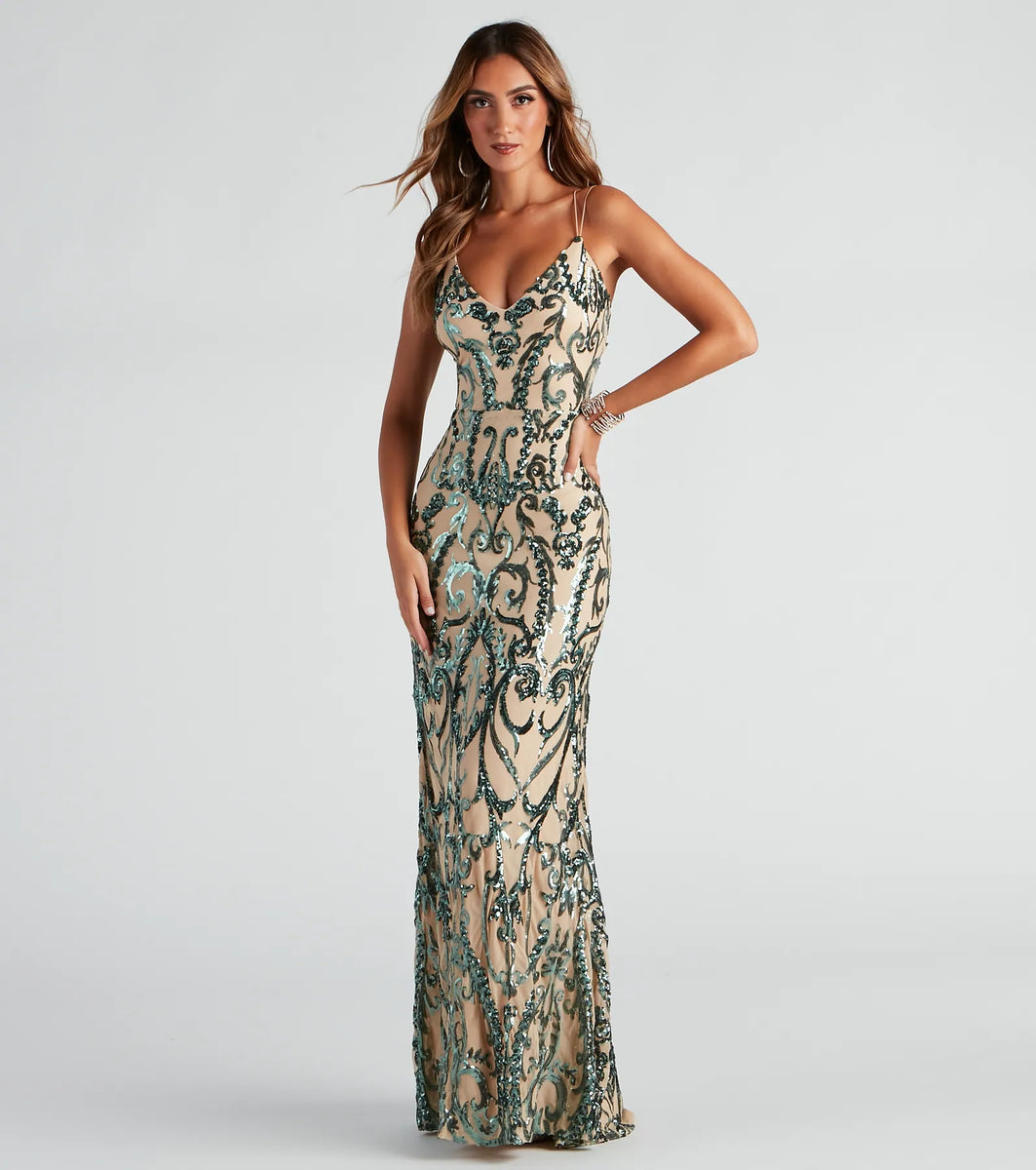 Natalie Sequin Scroll Formal Dress & Windsor