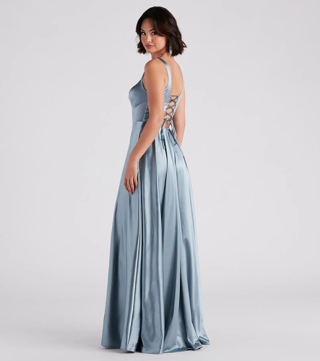Angelica Formal Satin A-Line Gown & Windsor