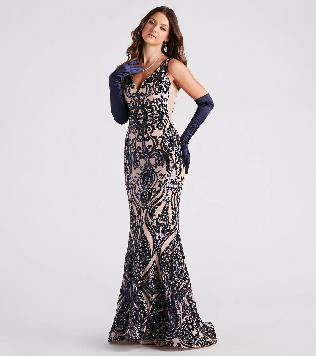 Mariah Formal Sequin Mesh Mermaid Dress & Windsor