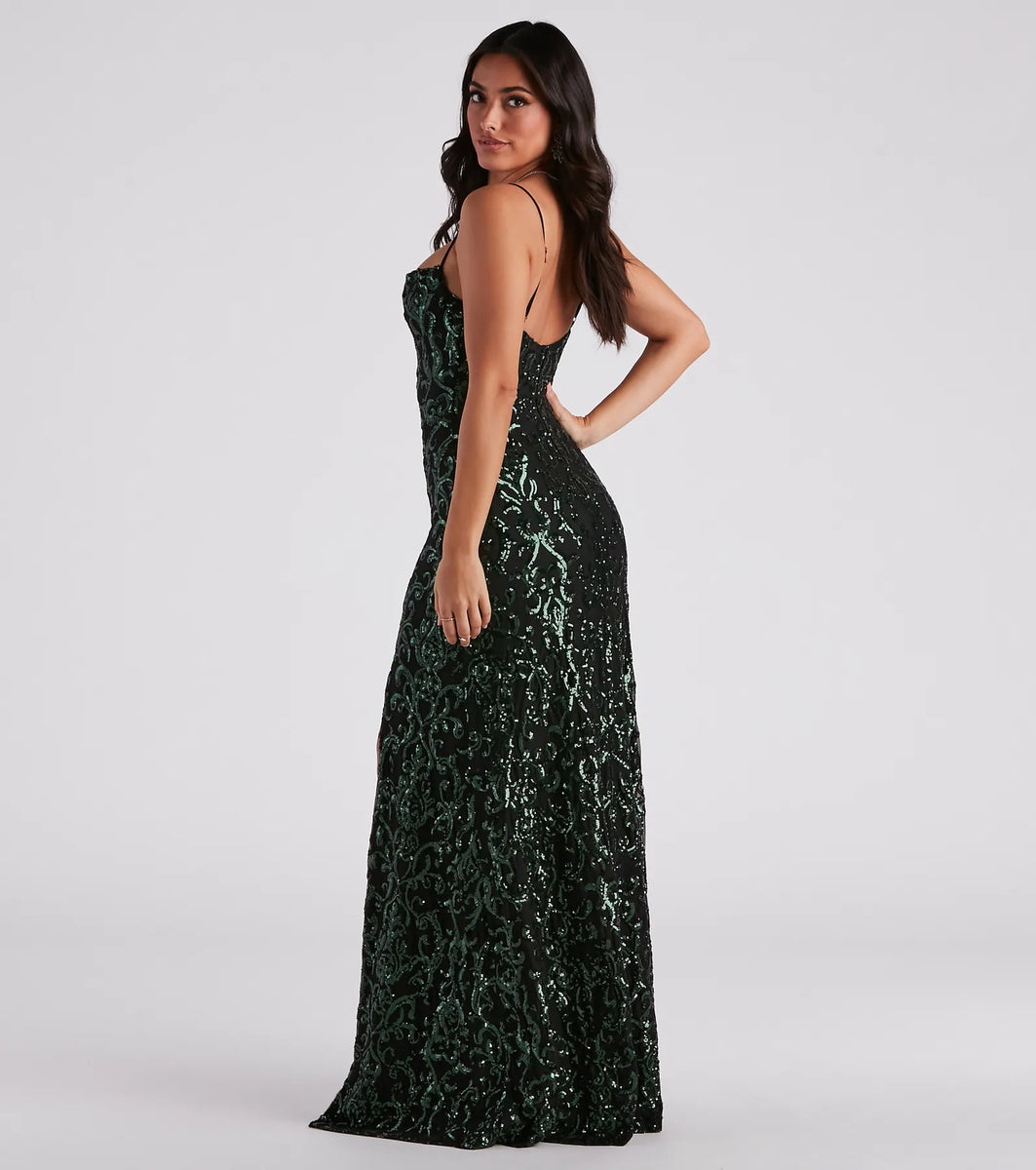 Melissa High Slit Sequin Formal Dress & Windsor