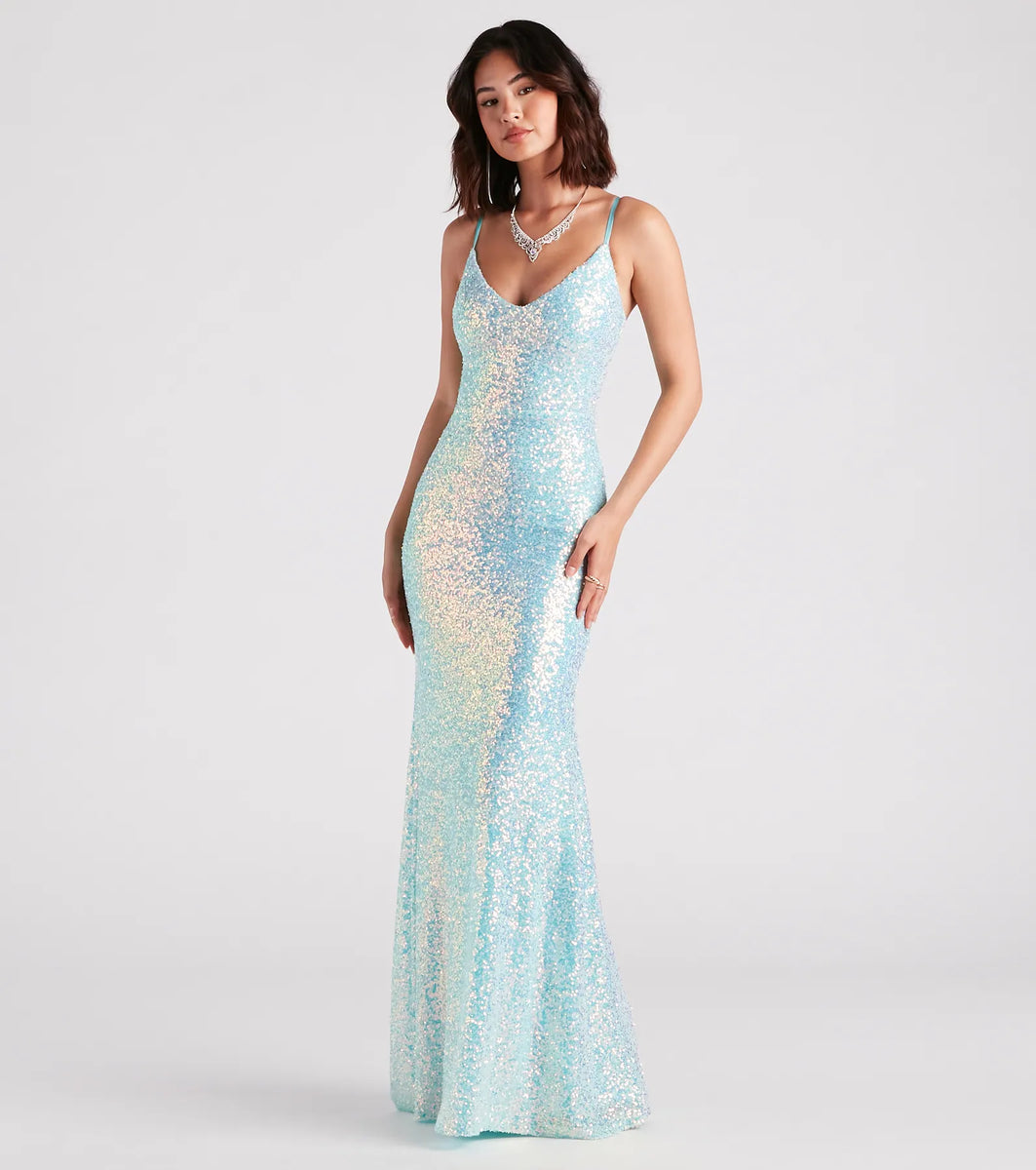 Harmony Formal Iridescent Sequin Mermaid Dress & Windsor