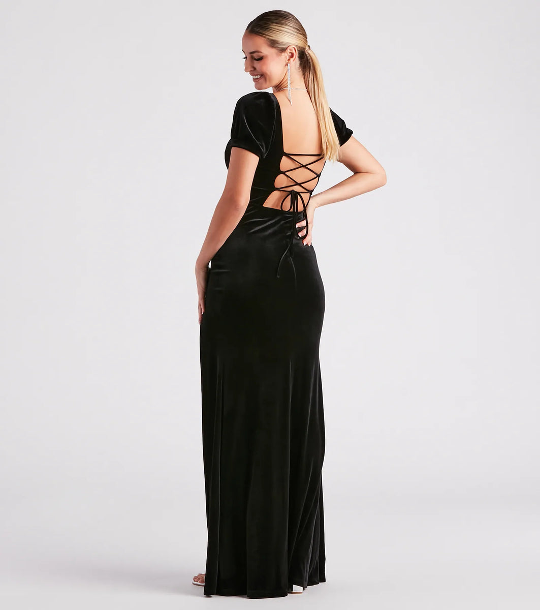 Claudia Formal Velvet Slit Mermaid Dress & Windsor
